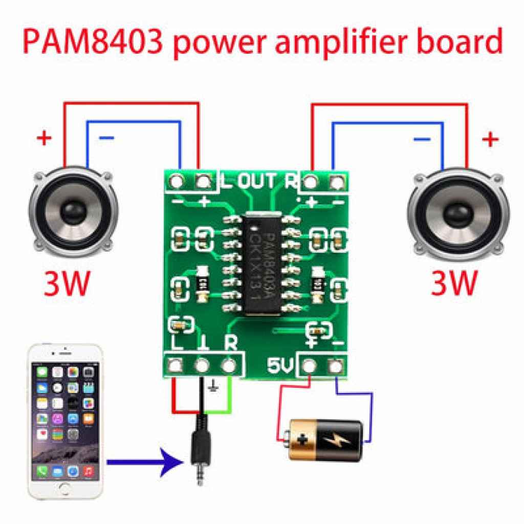Módulo PAM8403 Amplificador de audio. – Sieeg Ingeniería