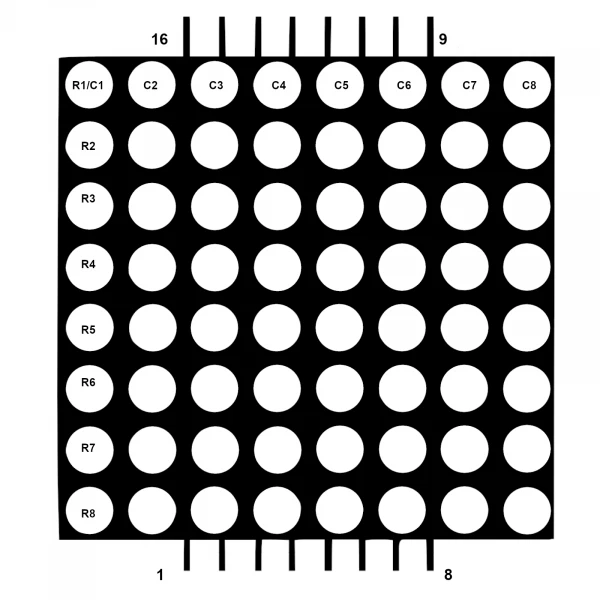 Matriz LED 8×8 3mm 1088AS – Sieeg Ingeniería